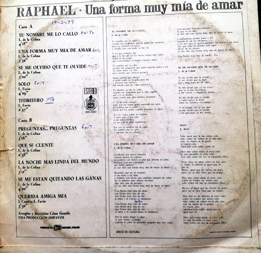 Disco de Vinilo - Raphael - Una Forma Muy Mía De Amar - LP | El Surco ...