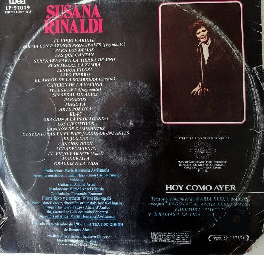 Disco de Vinilo - Susana Rinaldi - Hoy Como Ayer - LP | El Surco® Ecuador