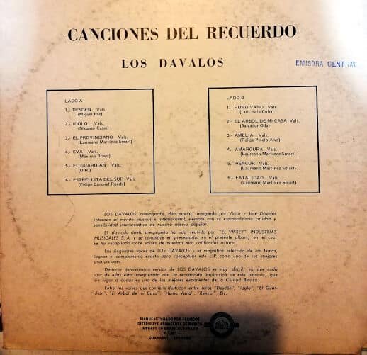 Disco de Vinilo Los Dávalos - Canciones del Recuerdo | El Surco Ecuador