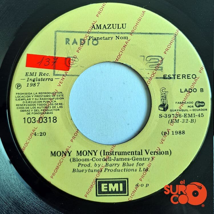 Disco de Vinilo de Amazulu - Mony Mony Vinyl Record - Ecuador